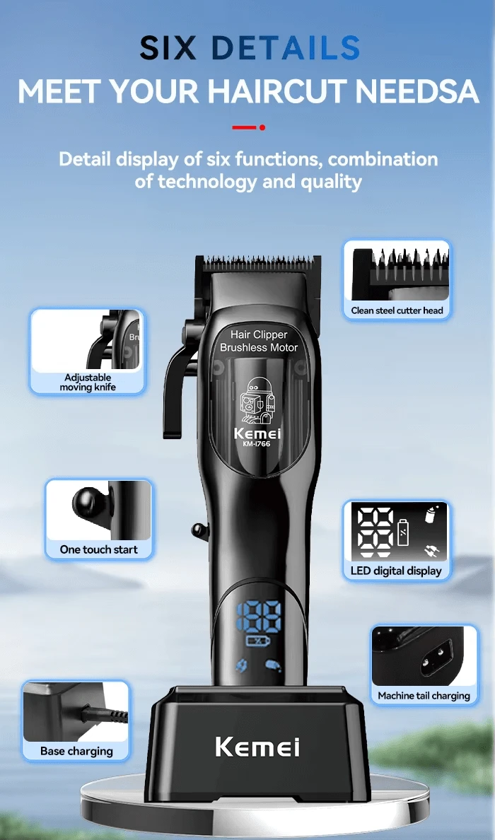Kemei KEMEI Km-1766 Private Label Hair Trimmer Usb Pro Barber Machine ...