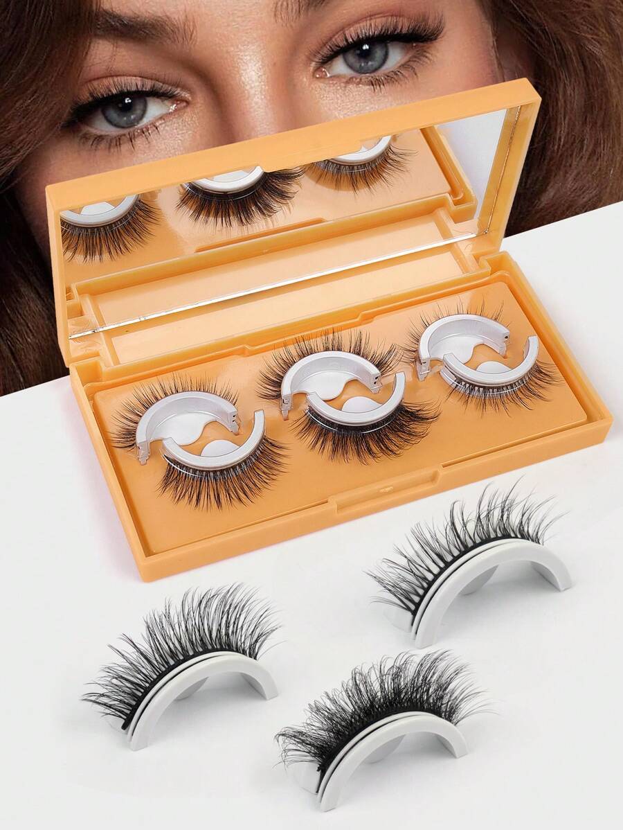 MAGEFY Self Adhesive Eyelashes 3 Pairs Glue Free Eyelashes Natural Look ...