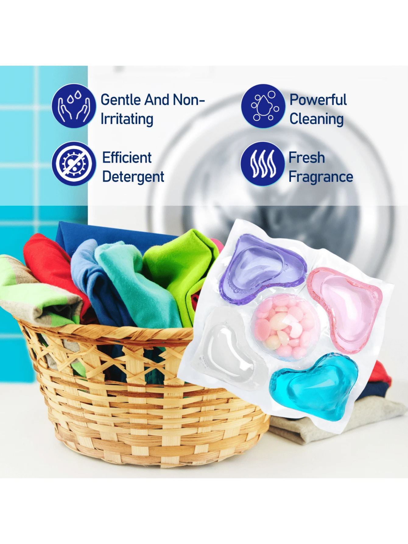 Scented Laundry Cleaning Pods: Gently Cleans Oil Stains And Long ...
