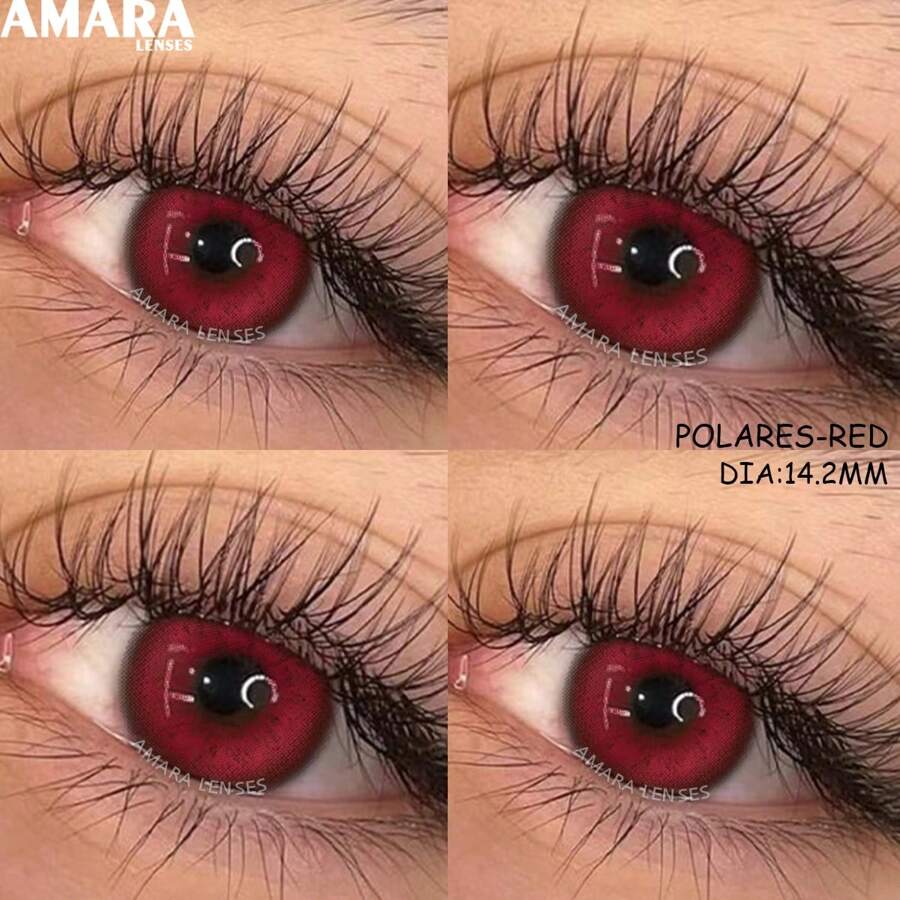 AMARA 1Pair Contact Lenses For Eyes Color Natural Red Beauty Yearly ...