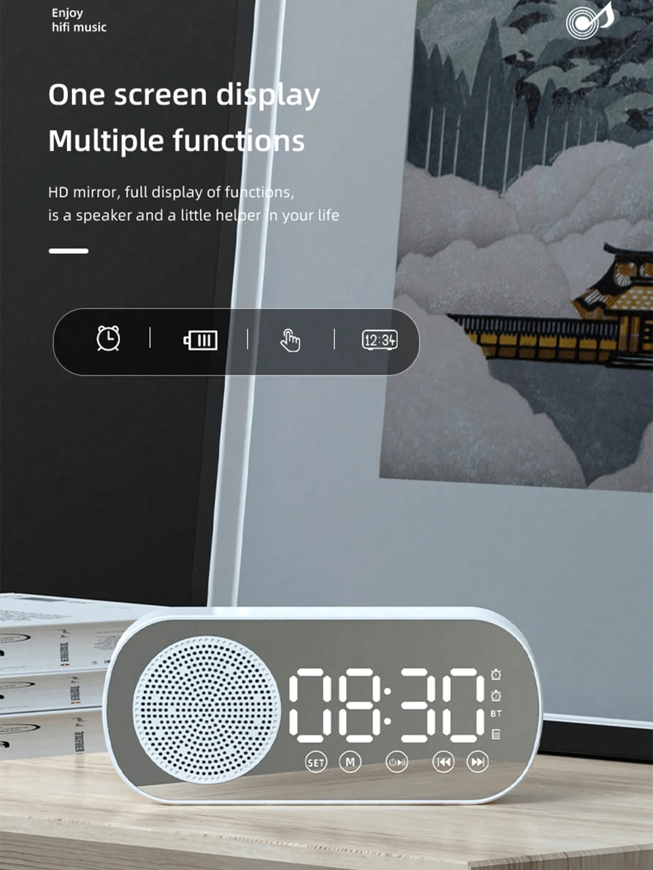 Wireless Bluetooth Speaker, Multi-Function Loud Bass Portable Speaker Clock, Mini AI Smart Alarm ...