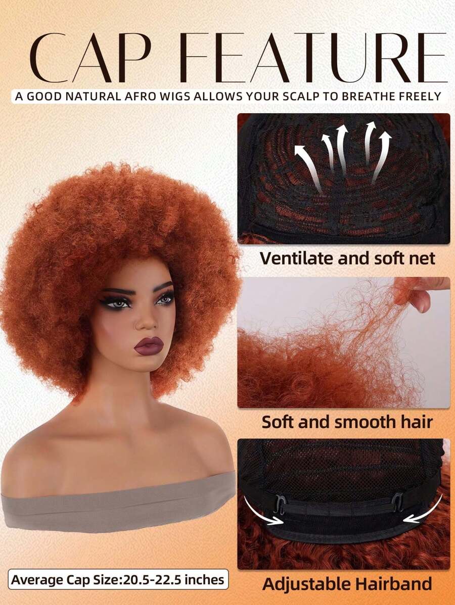 Burnt Orange 10 Inch And 12 Inch Afro Wig Kinky Curly Synthetic Wigs ...