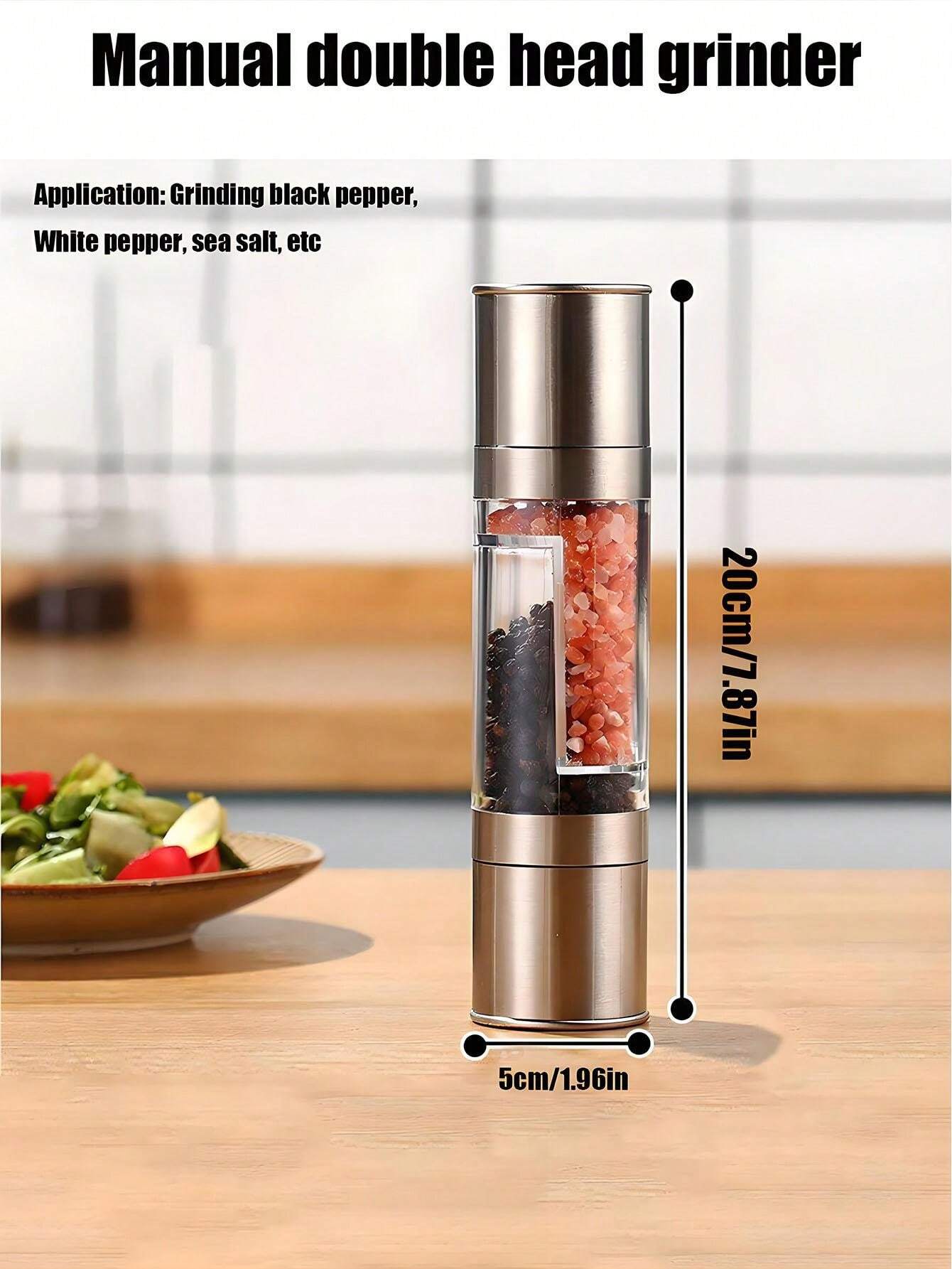 Double Head Manual Stainless Steel Grinder Black Pepper Pepper Grinder ...