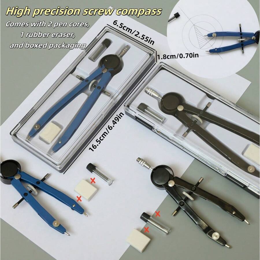 1set High Precision Metal Compasses In Metallic Box, Includes 2 Refill ...