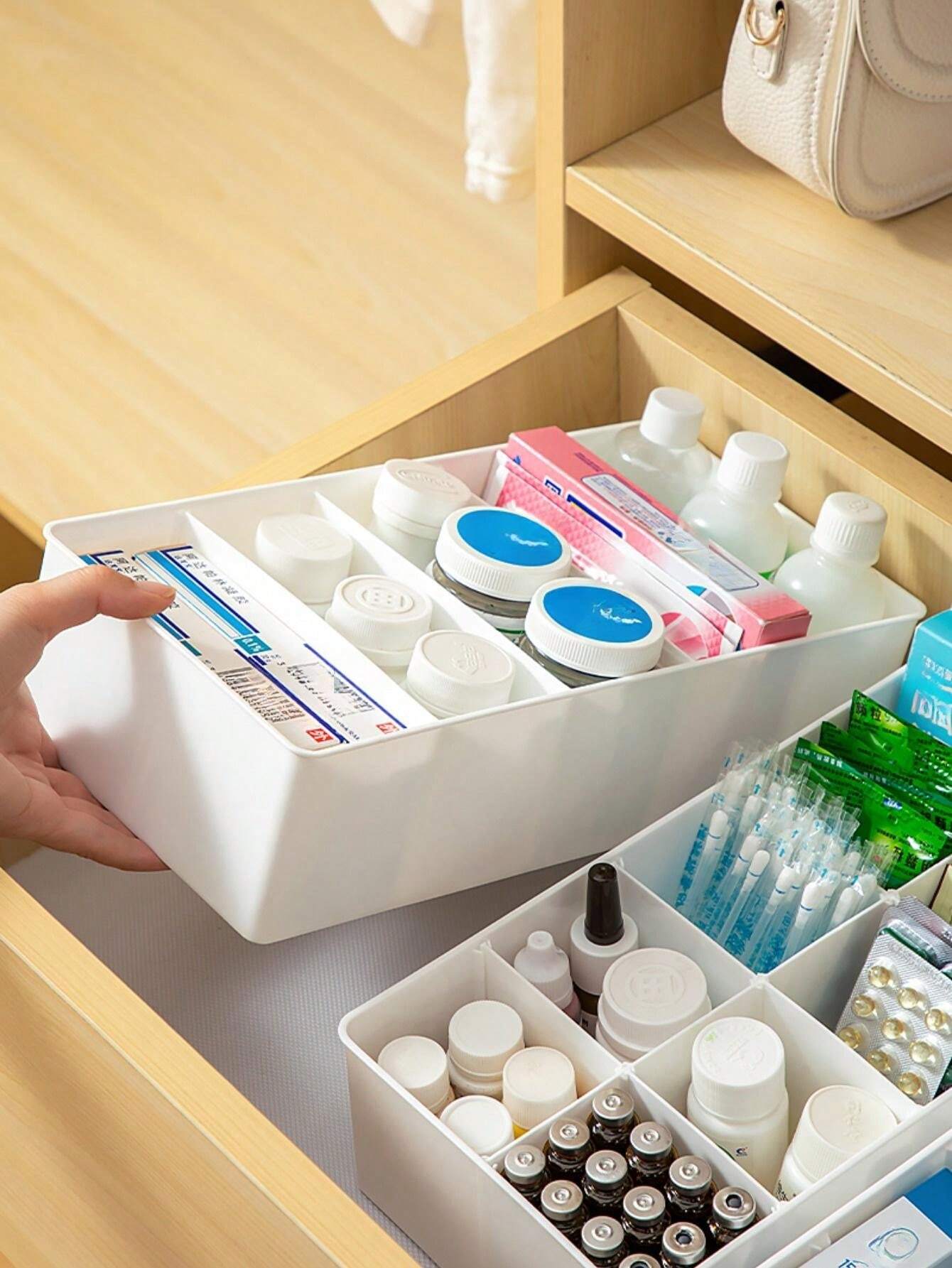 1 Pieza, Caja de almacenamiento de escritorio de plástico blanco con ...