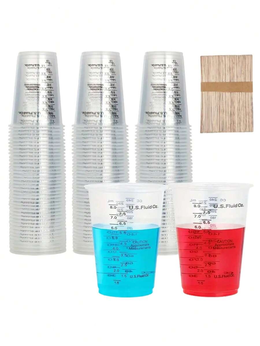 10/20/30/50pcs, Plastic Measuring Cups, 8 Oz Disposable Mixing Cups ...