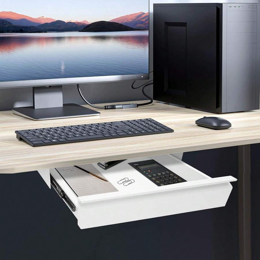 CNCEST CNCEST 16 Inch Under Desk Mounted Sliding Pull-Out Drawer,Add-On ...