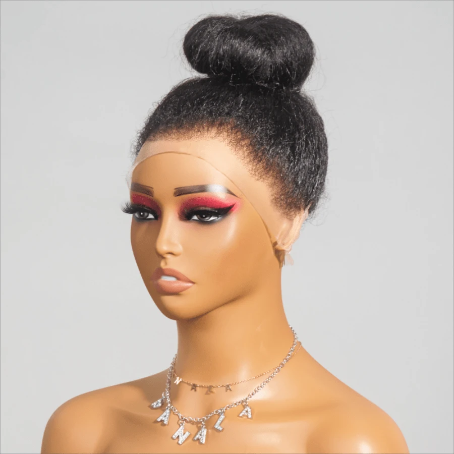 PANALA Kinky Edges Hairline 360 HD Lace Front Wig Kinky Straight 100% ...