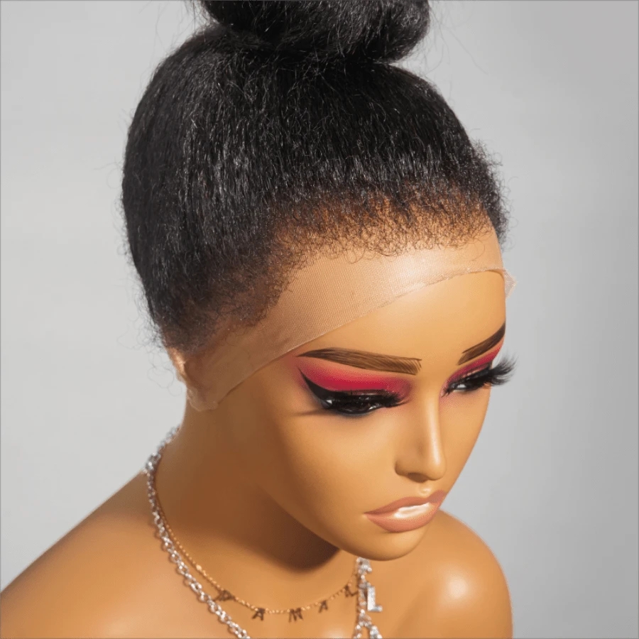PANALA Kinky Edges Hairline 360 HD Lace Front Wig Kinky Straight 100% ...