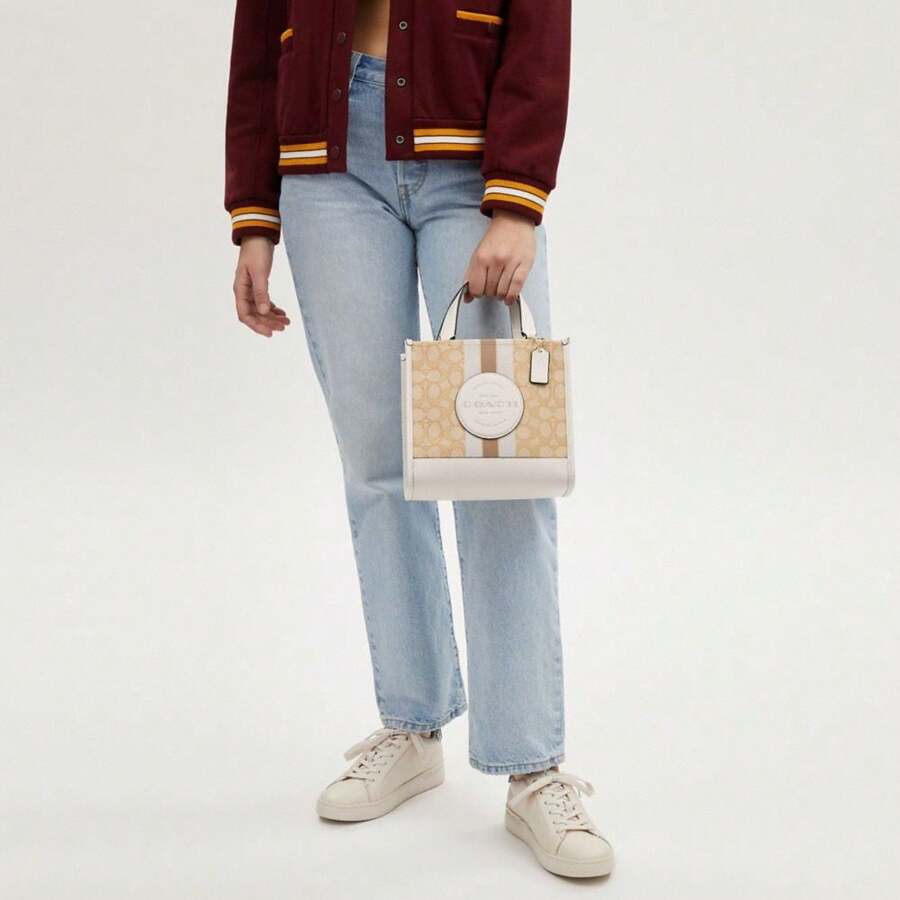 Coach Dempsey Handbags Women Tote Bag In Signature Jacquard With Stripe ...