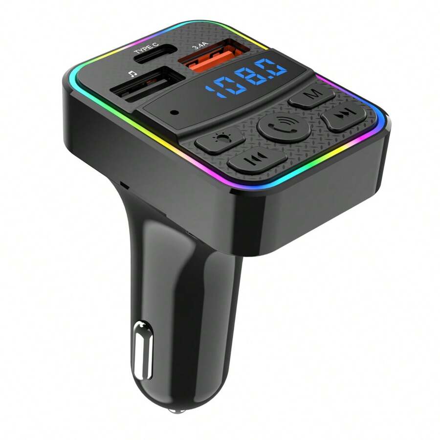 Wireless FM Transmitter FM Modulator Dual USB Type C Car Charger Mobile ...