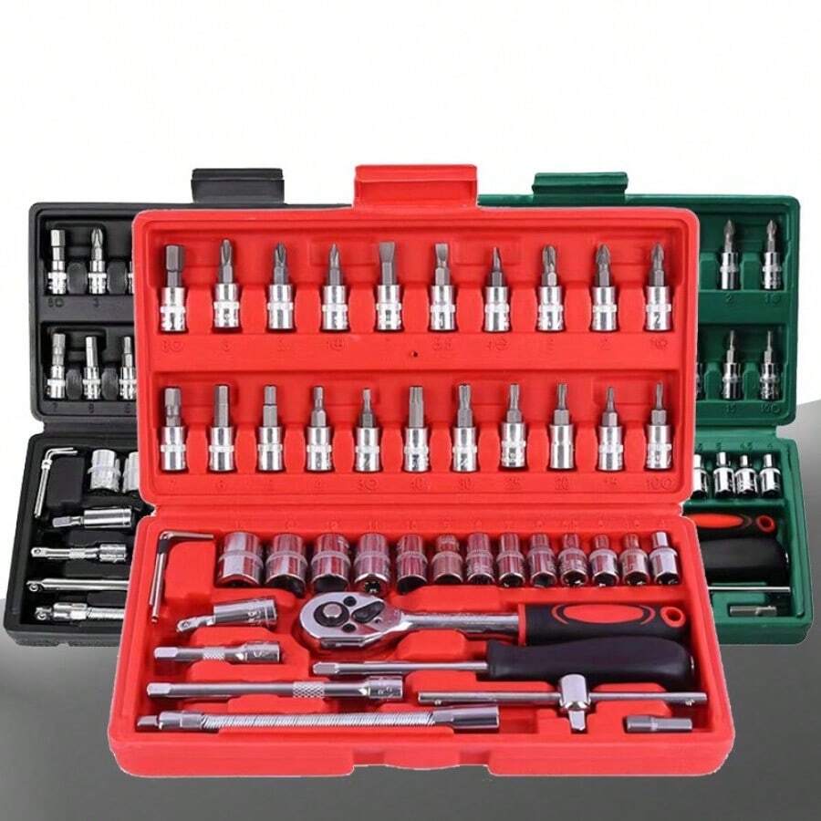 46pcs Auto Repair Tool Set Socket Wrench Kit With Ratchet Handle Tool