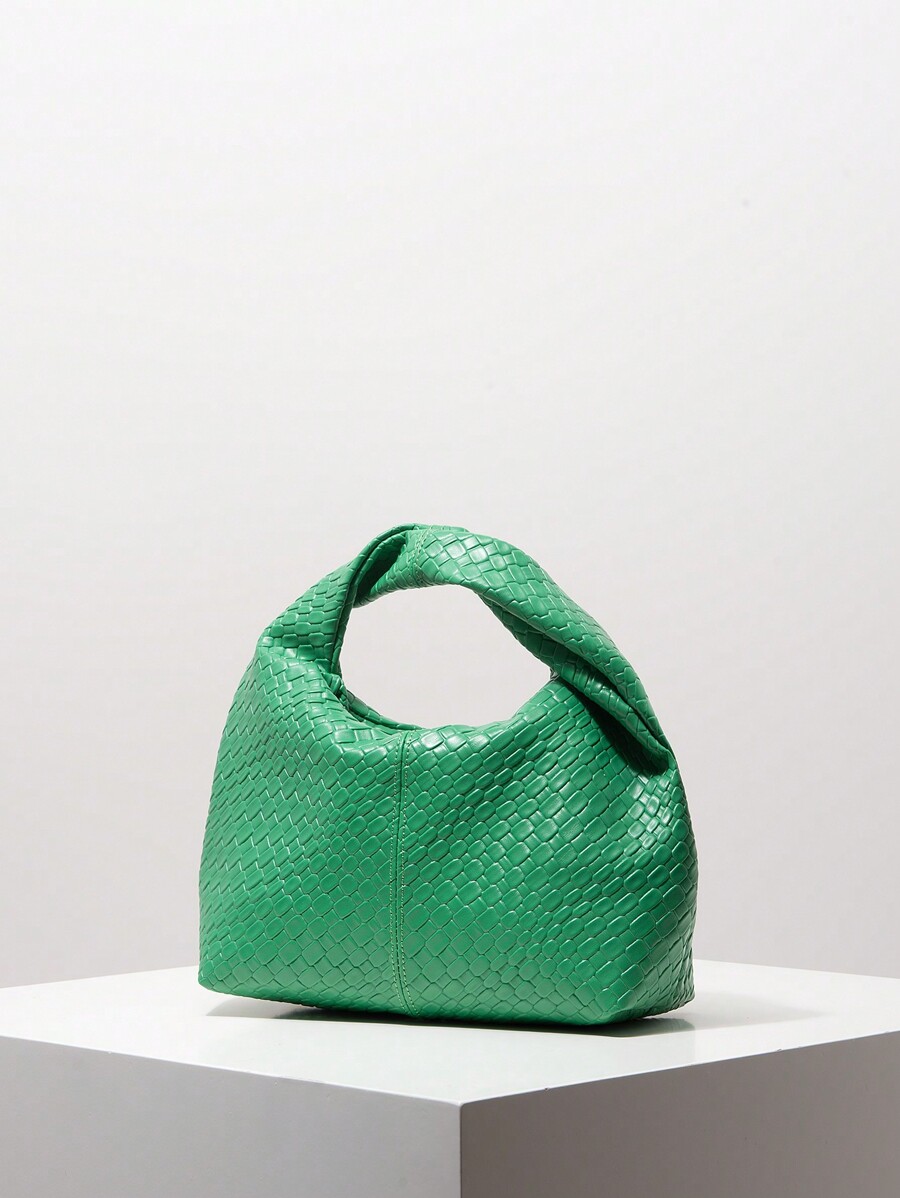 Fashion Asymmetrical Square Woven PU Handbag, Minimalist Multi-Purpose ...