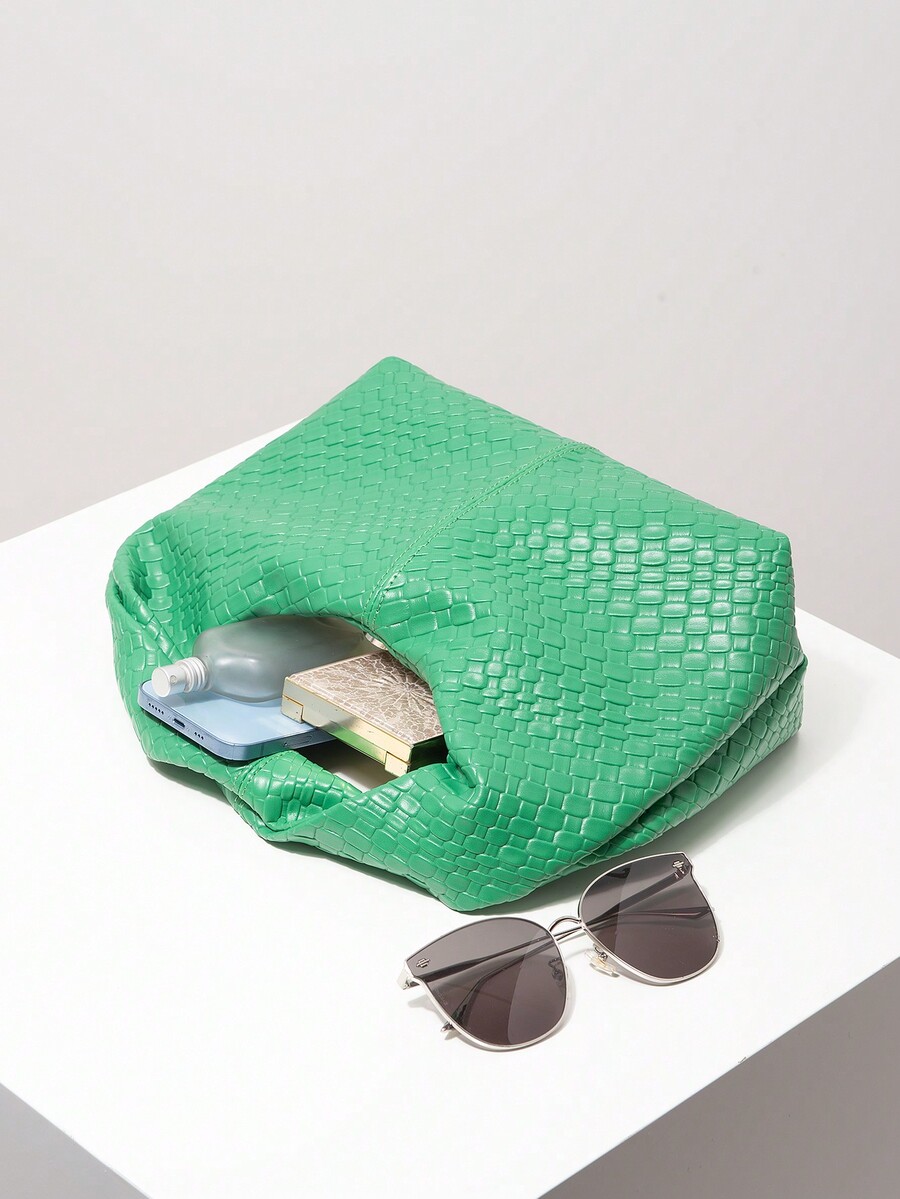 Fashion Asymmetrical Square Woven PU Handbag, Minimalist Multi-Purpose ...