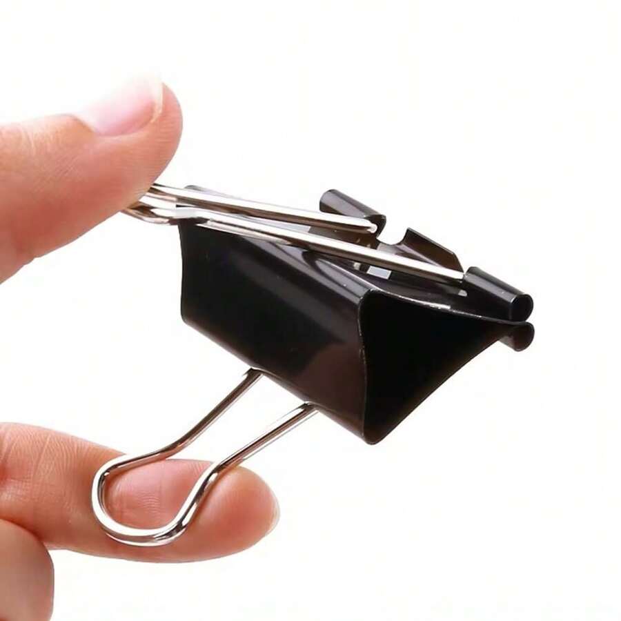 12Pcs Mini Black Metal Binder Clips File Paper Clip Photo Stationary ...
