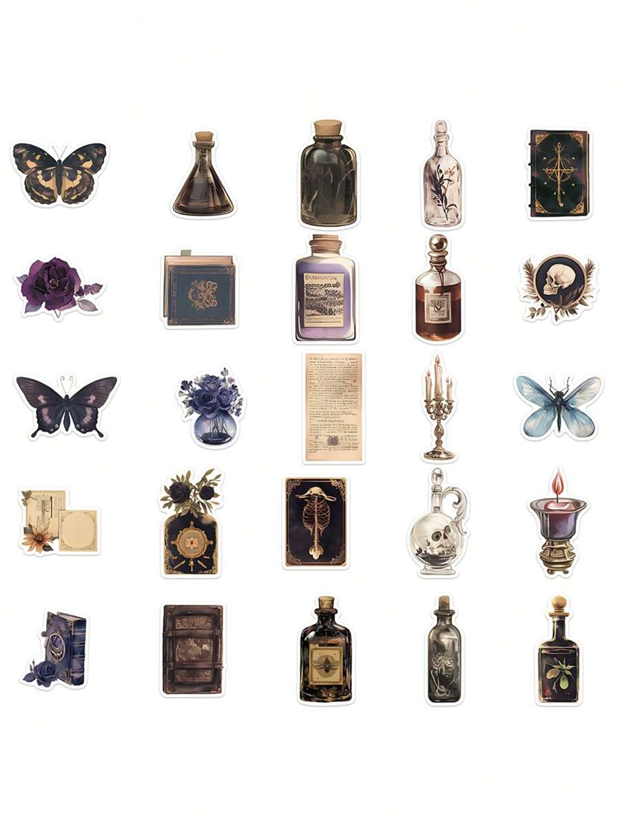 50pcs Dark Aesthetic Stickers For Halloween Decorations On Diary ...