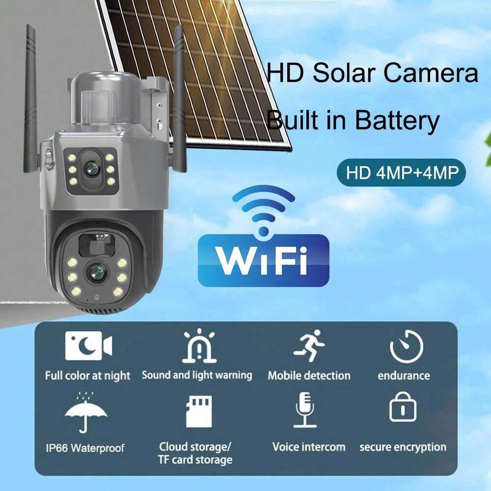 10X ZOOM 8MP HD Night Vision Solar Camera WIFI 2.4G Outdoor IP Wireless ...