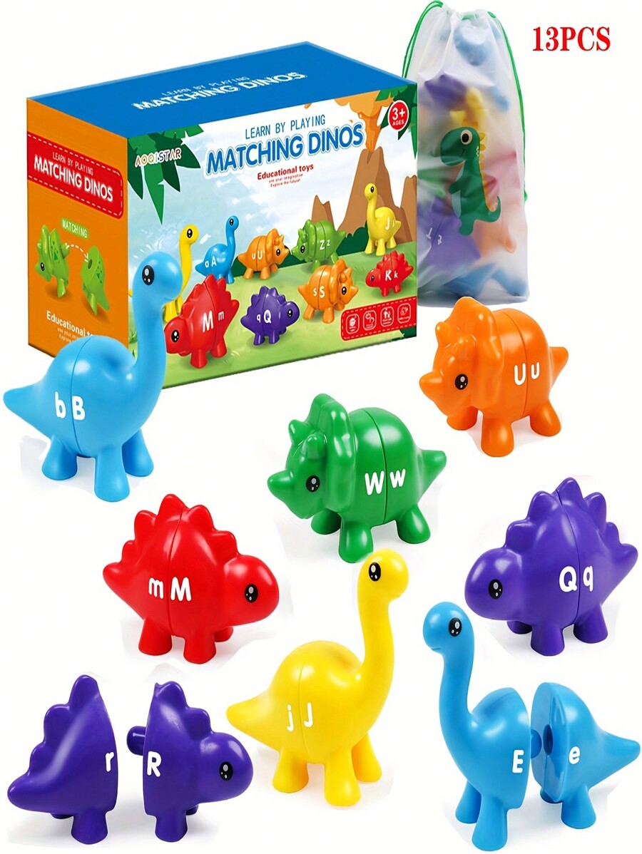 ABC Letter & Dinosaur Matching Learning Toy, Montessori Double-Sided ...