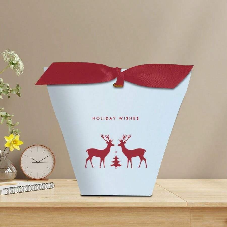10 peças 2024 Cristmas Xmas Hot Stamping Deer Gifts Box Ano Novo Doces ...