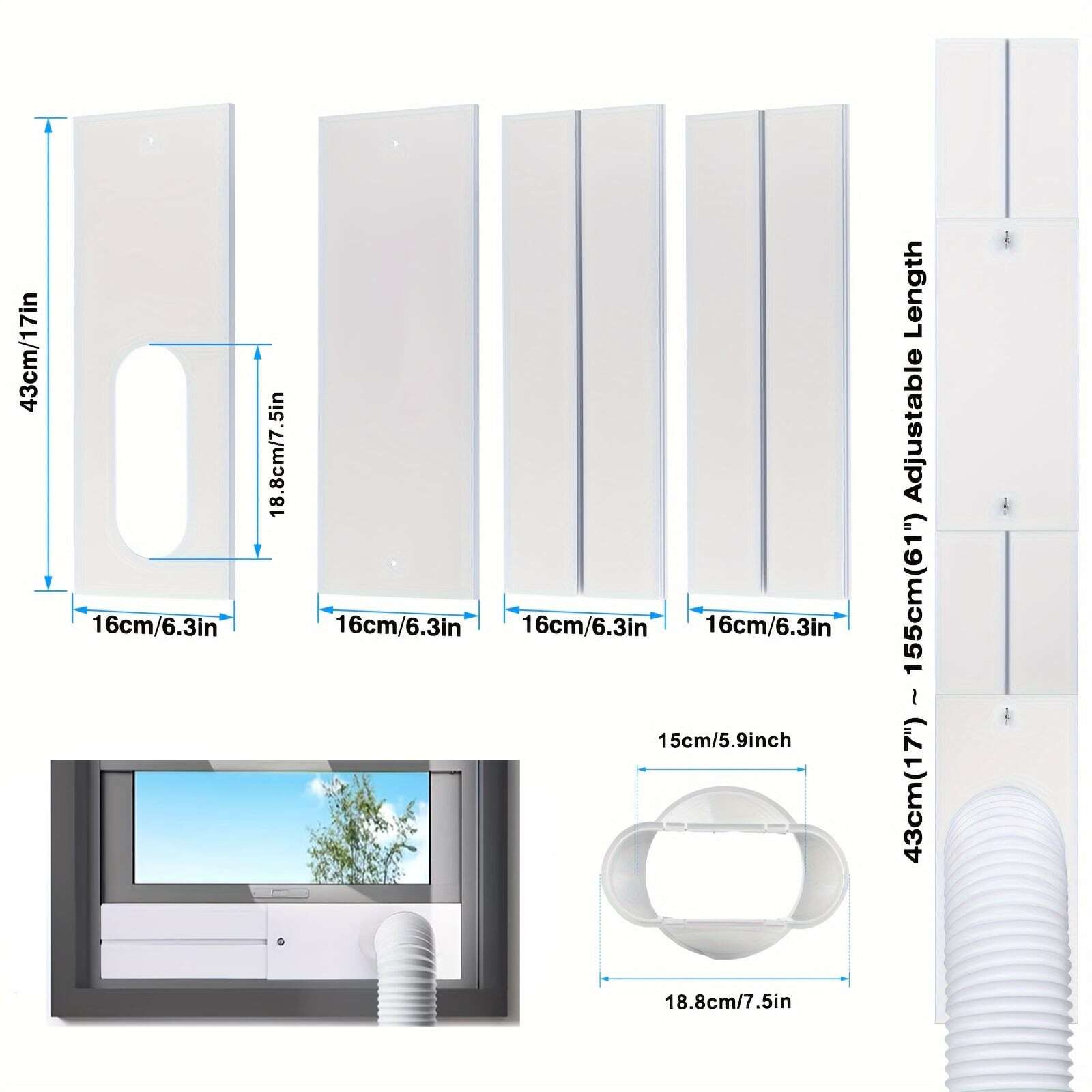 1-Set Portable Window AC Kit - Adjustable Ventilation System, 5.9 ...