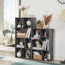 VECELO, Widened Version, 3-Tier Five Open Cube Wooden Bookcase ...