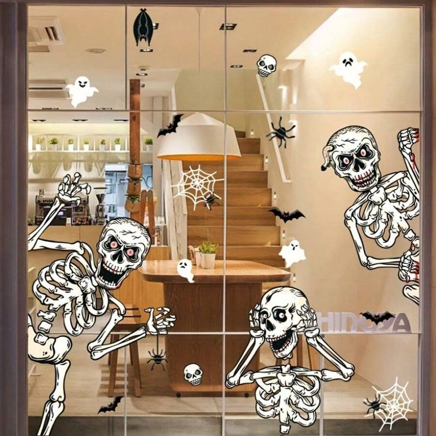 4pcs Halloween Decoration Glue-Free Static Stickers, Party Window ...