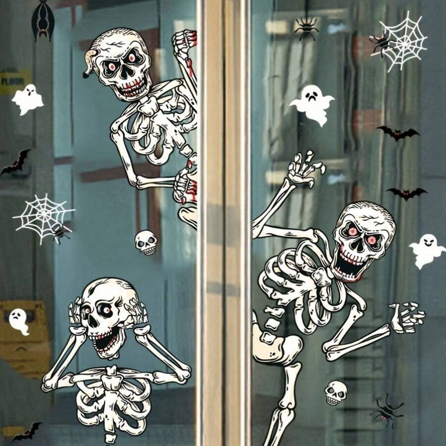 4pcs Halloween Decoration Glue-Free Static Stickers, Party Window ...