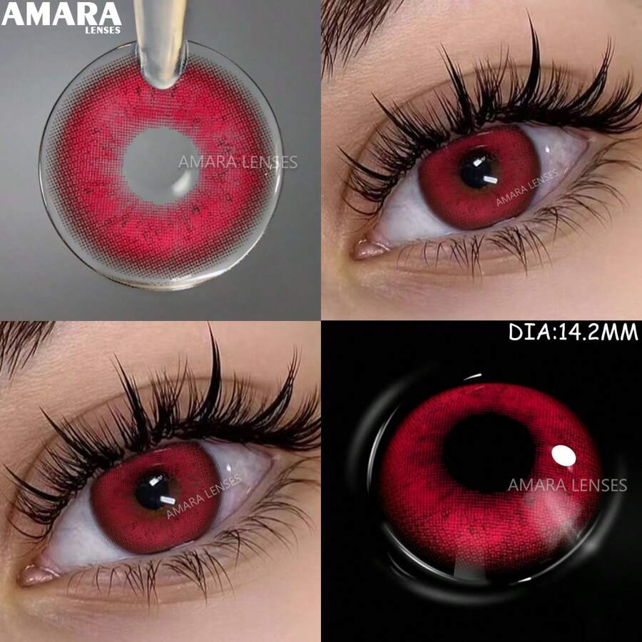 AMARA 1Pair Contact Lenses For Eyes Color Natural Red Beauty Yearly ...