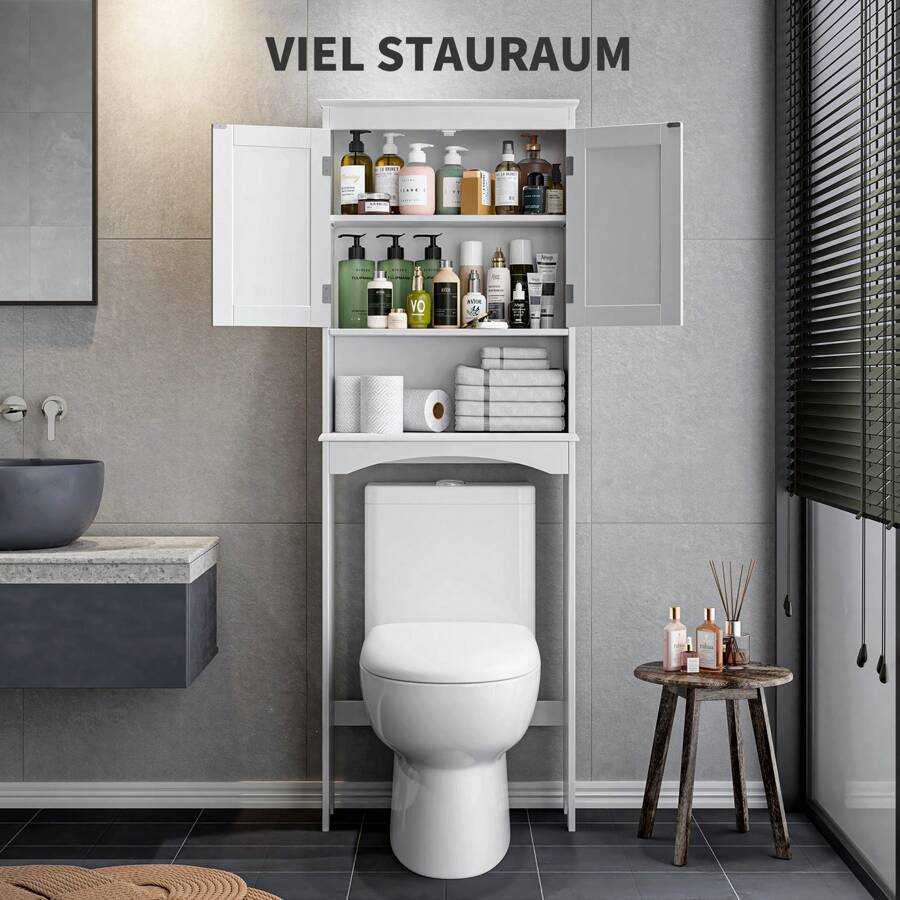 Toilettenregal, Regal über Toilette mit 3-stufigen verstellbaren Regalen, Neujahrsstimmung WC ...