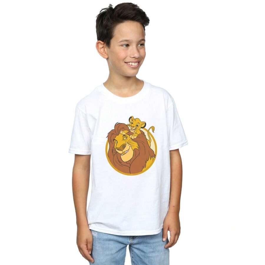 Disney Boys The Lion King Mufasa And Simba T-Shirt (White) | شي إن