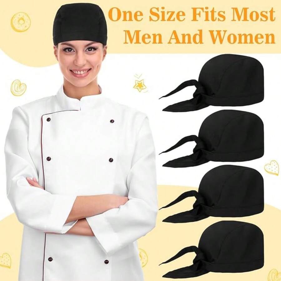 Tie Back Chef Hat For Men Adjustable Chef Cap Chefs Bandana Skull Cap ...