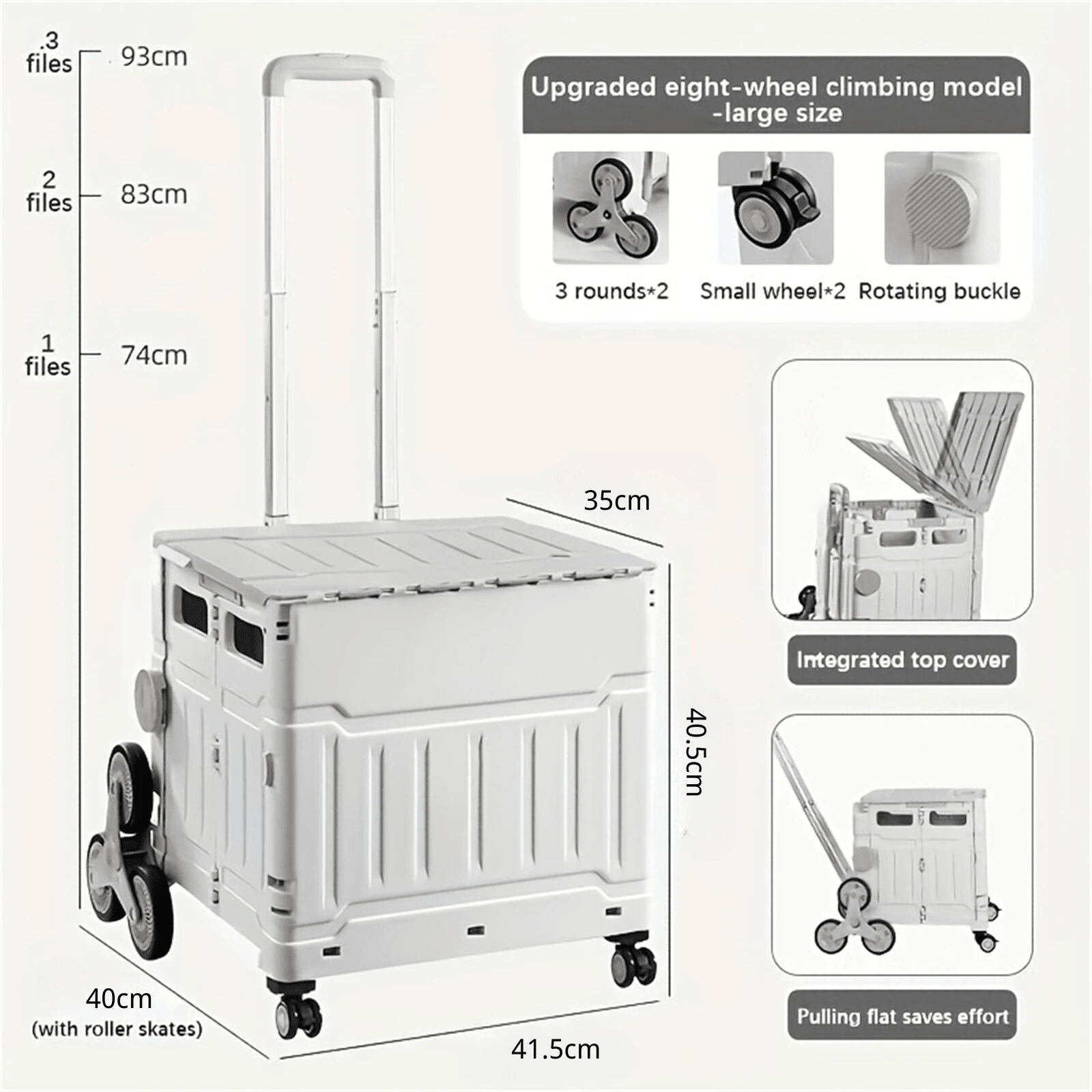 Carro de compras plegable grande de 8 ruedas, carrito para subir ...