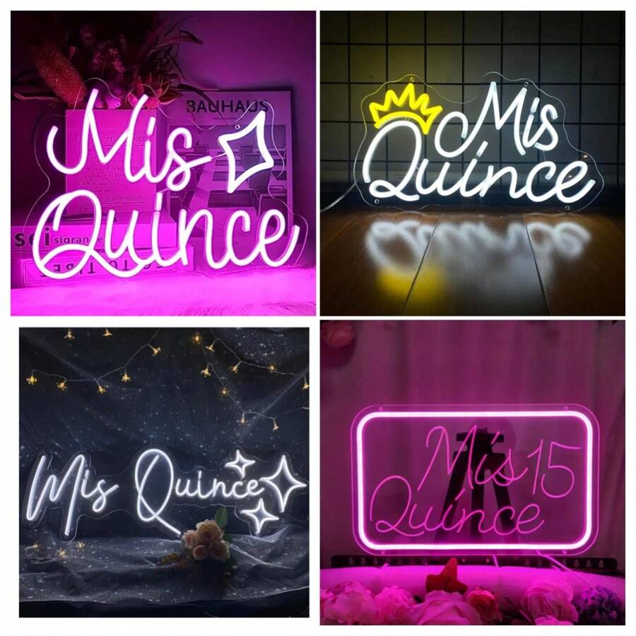 1pc Mis Quince Neon Sign For Wall Decor Bedroom Aesthetic Birthday ...