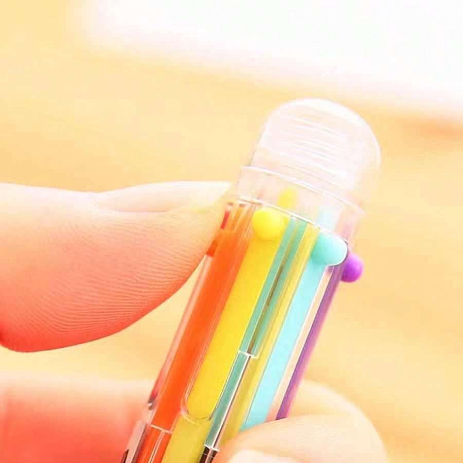 2pcs 6-Color Ball Point Pens, Push Button Retractable Multi-Colored ...