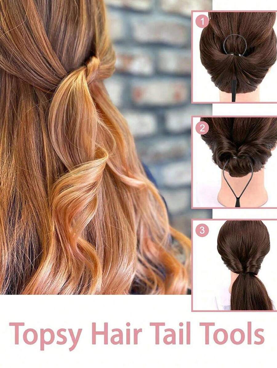 6pcs Topsy Tail And Hair Loop Styling Tool Set - Ponytail Makers ...
