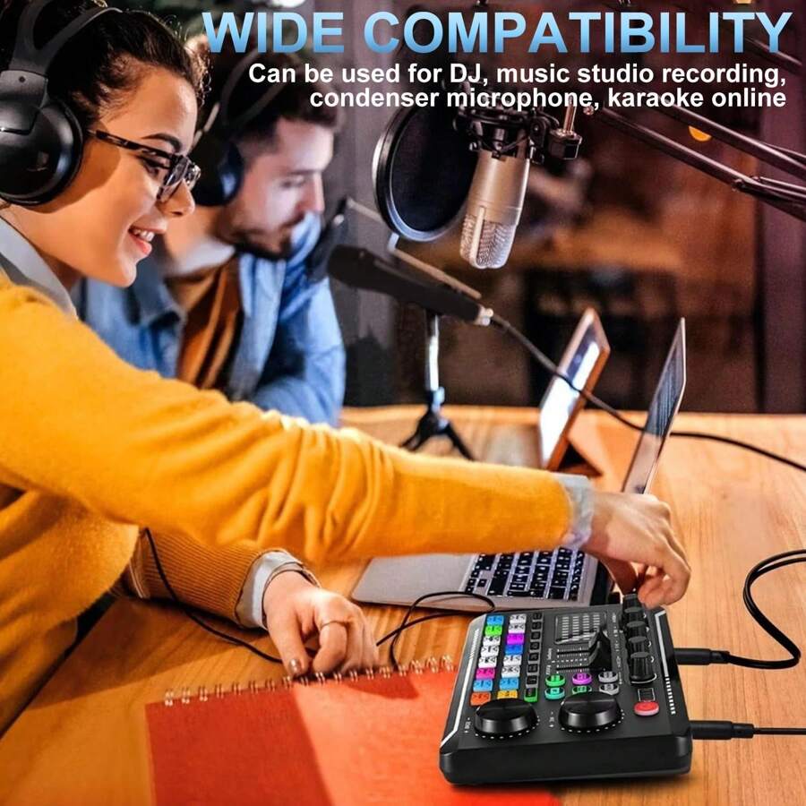 Podcast Equipment Bundle, F998 Live Sound Card Recording Studio ...