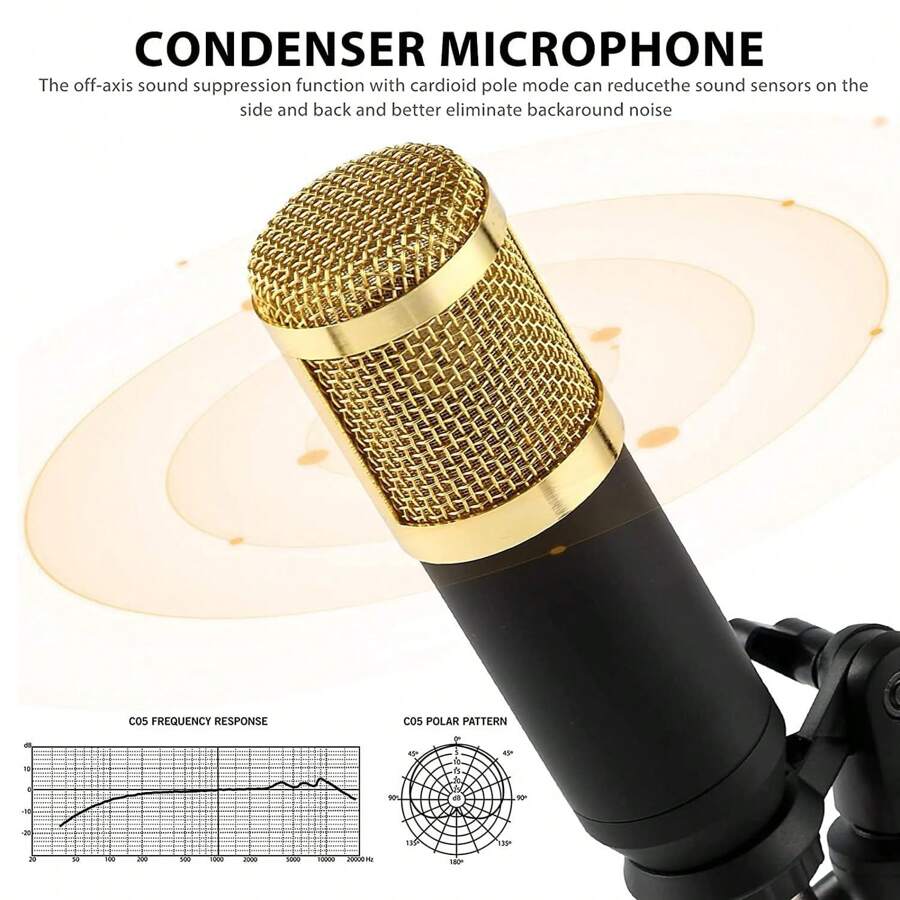 Podcast Equipment Bundle, F998 Live Sound Card Recording Studio ...