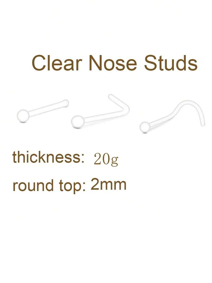 AVYRING 24pc Clear Nose Rings Flexible Acrylic Nose Stud Retainer ...