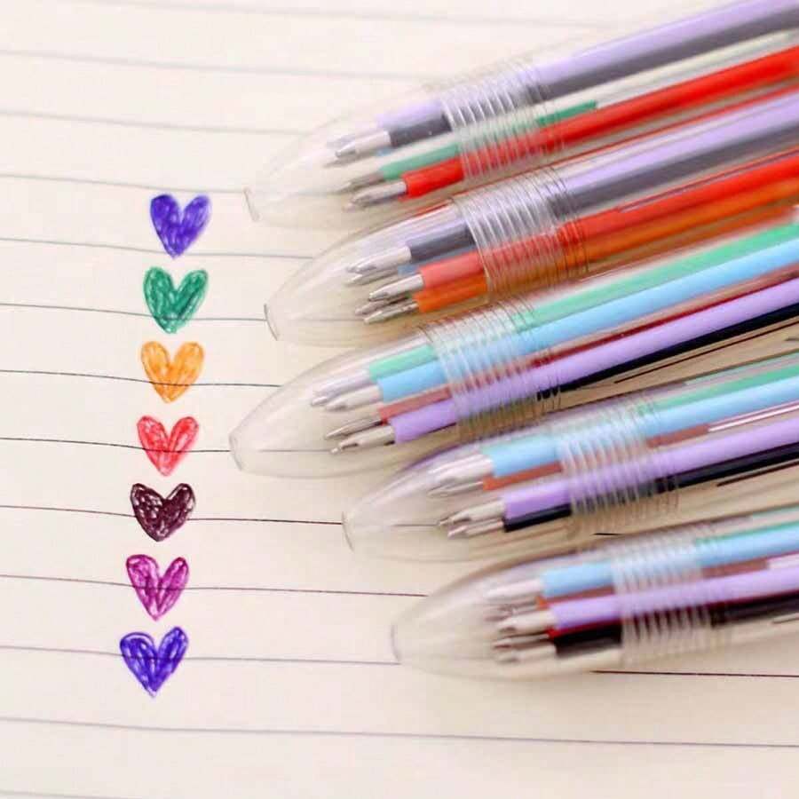 2pcs 6-Color Ball Point Pens, Push Button Retractable Multi-Colored ...