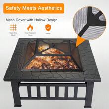 Outdoor 32" Metal Firepit Backyard Patio Garden Square Stove Fire Pit ...