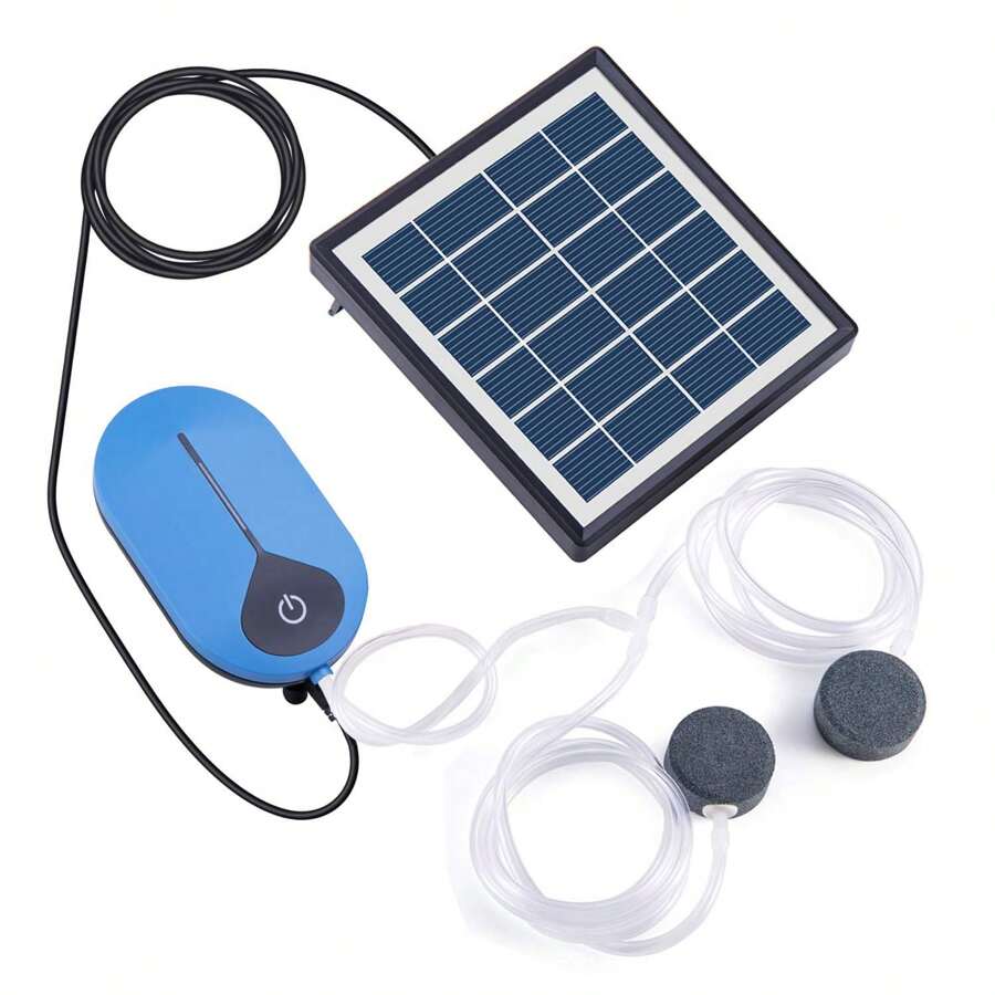 Solar Air Pump Kit USB Solar Rechargeable Aerator Water Oxygen Pump ...