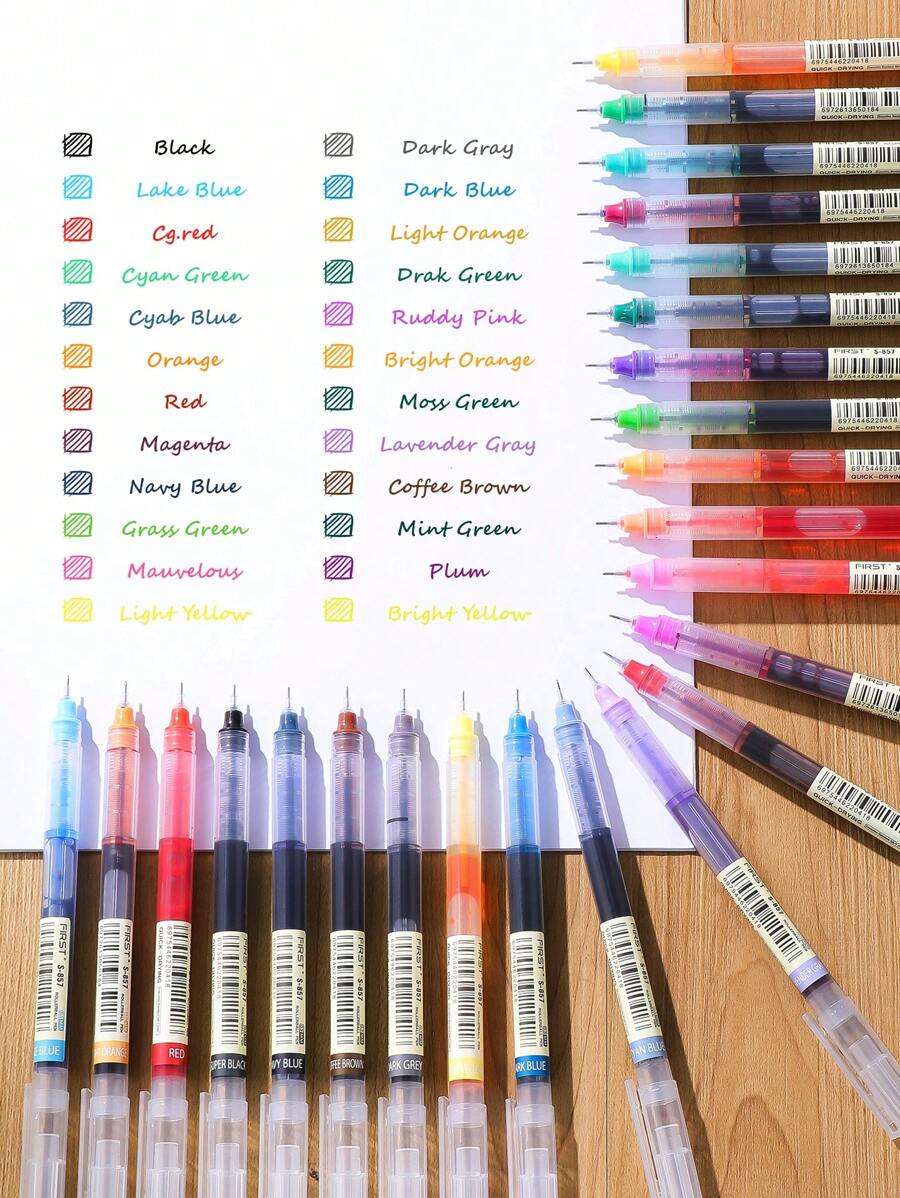 24-Color Bulk Pack Liquid Ink Gel Pens Set, Drawing & Writing Supplies ...