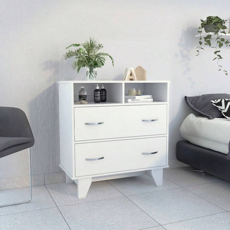 Aaron 2-Drawer 2-Shelf Dresser White | SHEIN USA