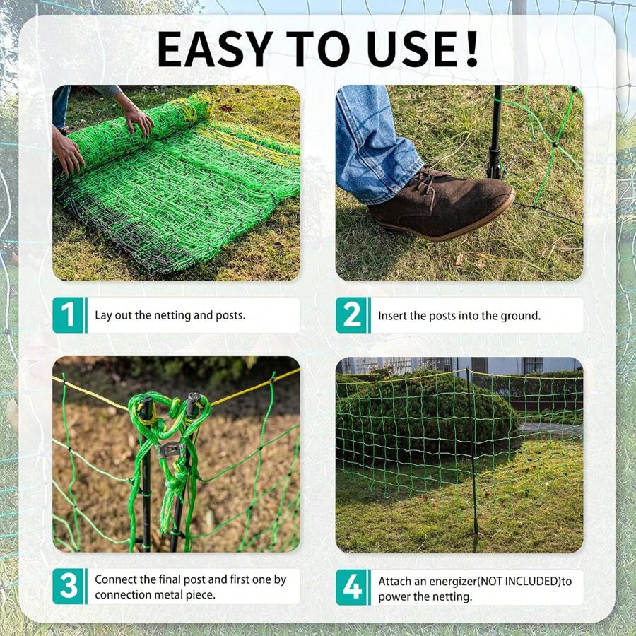 Electric Fence Netting, 42.5" H X 164' L, Portable Movable Livestock ...