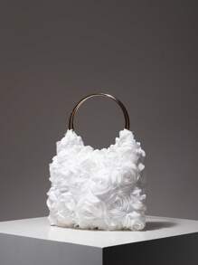 Elegant Rose Flower Design Evening Bag, Ladies Dress Party Handbag ...