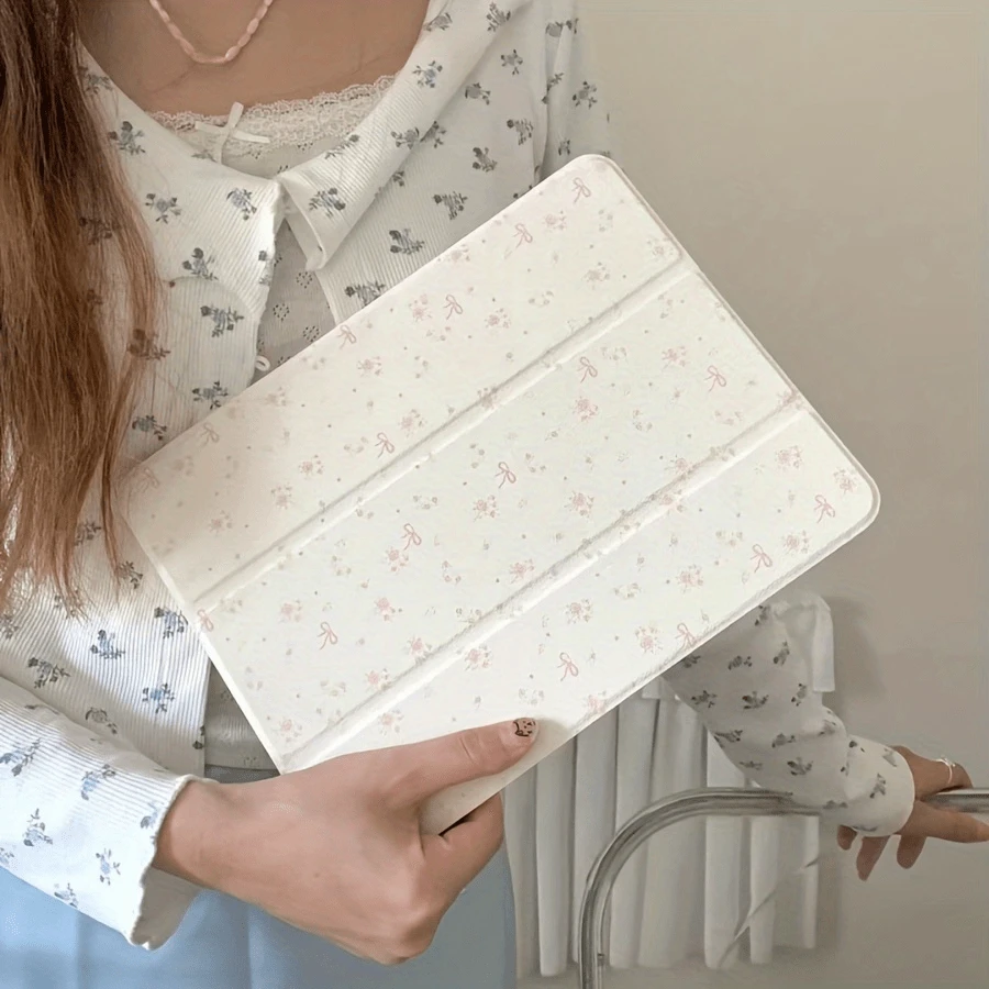 1pc Pink Mirror Butterfly Flower Tablet Protective Case Compatible With ...