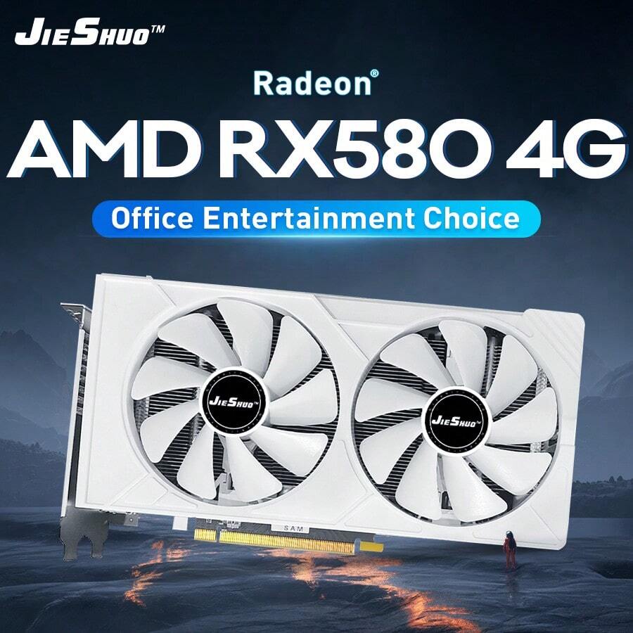 Tarjeta gráfica JIESHUO AMD Radeon RX580 4Gb GDDR5 para juegos para PC ...