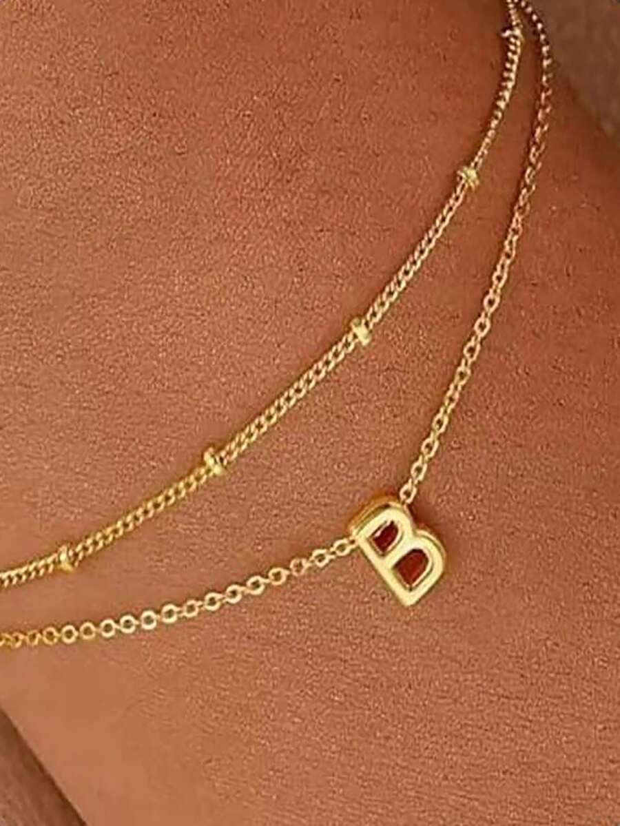 26 Gold Bubble Letters Paired With Double-Layer Gold Shaped Chains Are ...