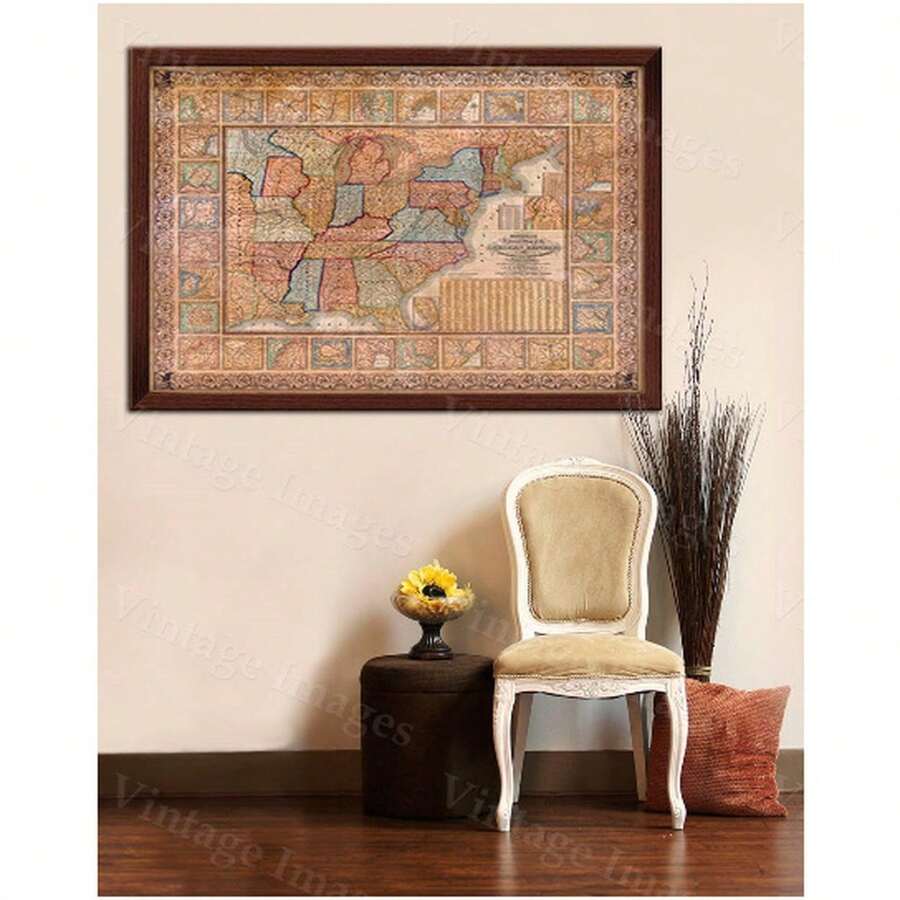 Vintage Imagery Old US Map 1844 United States Map USA Map Old Style ...