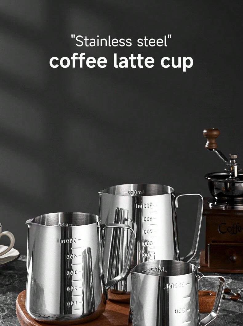 Stainless Steel Tip Latte Cup Graduated Measuring Cup Coffee Latte Jar ...